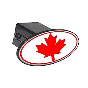 Canada Canadian Maple Leaf Flag Oval Tow Trailer Hitch Cover Plug Insert 2"