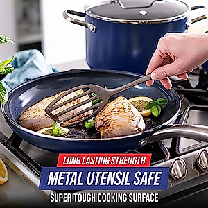 Blue Diamond Cookware Diamond Infused Ceramic Nonstick, 14 Piece Cookware Pots and Pans Set, PFAS-Free, Dishwasher Safe, Oven Safe