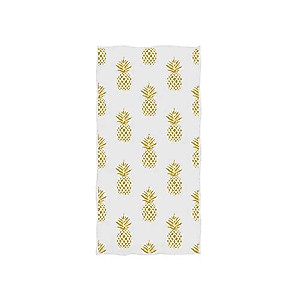 Gbrand Seamless Summer Gold Pineapple Face Towel Microfiber Print Soft Guest Home Decoration Fruit Hand Towels Multipurpose for Bathroom, Hotel, Gym, Swimming and Spa (13.7 X 29.5 inch)