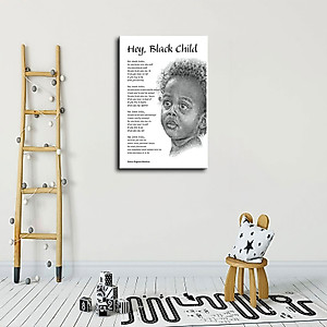 Hey Black Child Black African-American Inspirational Poem Canvas Poster Holiday Gift HD Picture Modern Aesthetics Mural Wall Art Decoration (Framed,08×12inch)