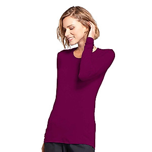 Cherokee Women's Long Sleeve Knit Shirt, Wine, Small