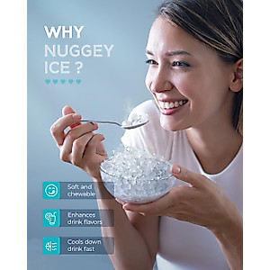 EUHOMY Commercial Under Counter Nugget Ice Maker Machine, 66Lbs/Day, Bulit-in Freestanding Ice Maker with Gravity Drainage, Self-Cleaning & 24H Timer Ice Machine, for Commercial & Home Use(Silver)