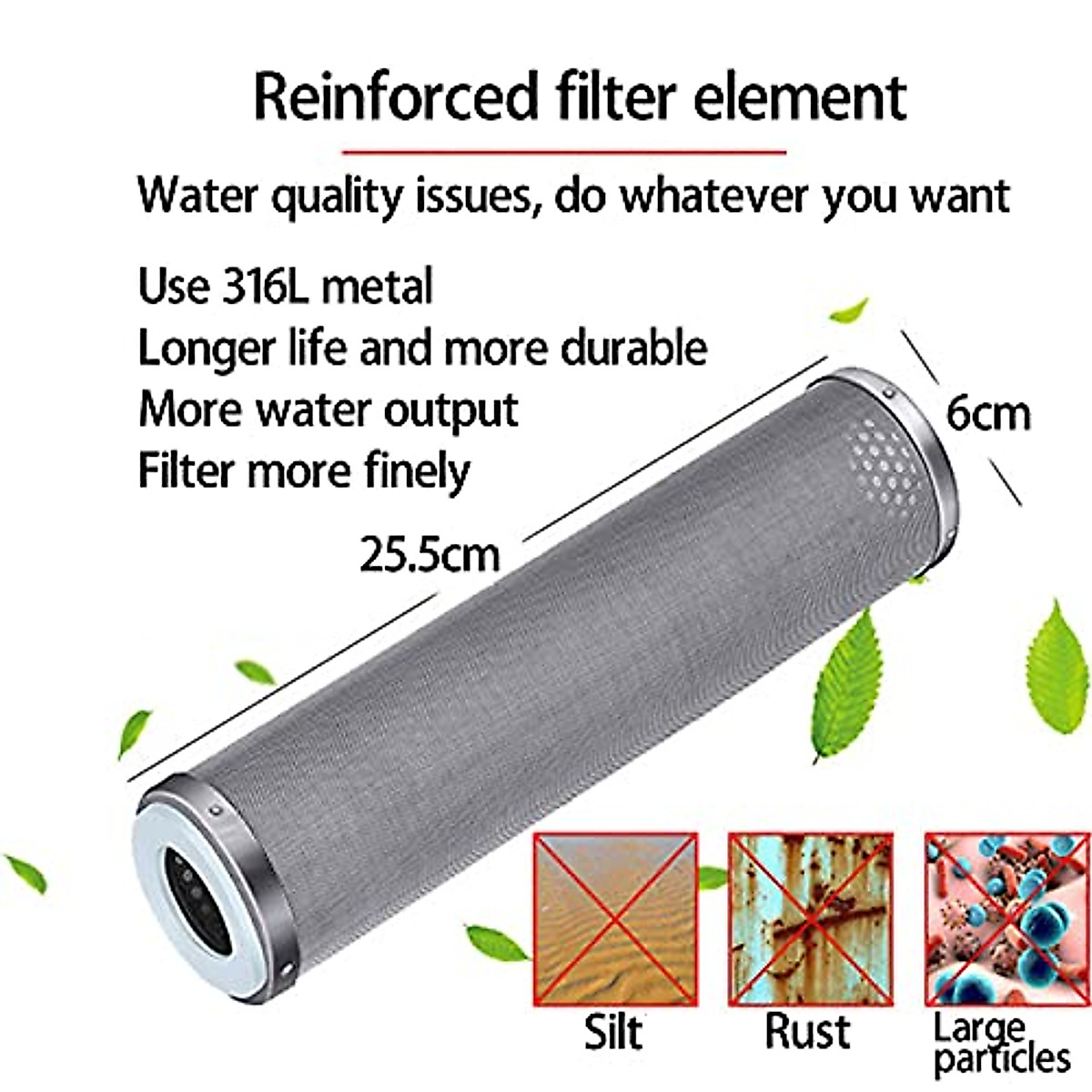 CJGS Prefilter Filtration,40 Micron Pre-Filtratio,Whole House Water Purifier- Well Water Sediment Filter Can Improve The Water Supply System of The Entire Family - 8000L Large-Flow