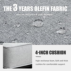 LayinSun Set of 2 Modern Aluminum Ottomans, 2 Pieces Wicker Rattan Outdoor Patio Footstool