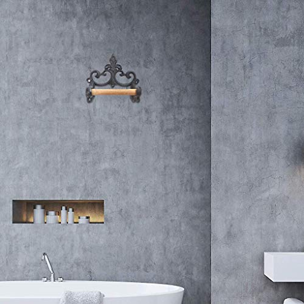 -Shelf Balcony Bathroom Towel Rack,Bathroom Hand Towel Vintage House Towel Toilet Paper Holder Iron Towel Rack,Sweat Towel Holder/2#/13.6 * 15.5 * 8.5Cm