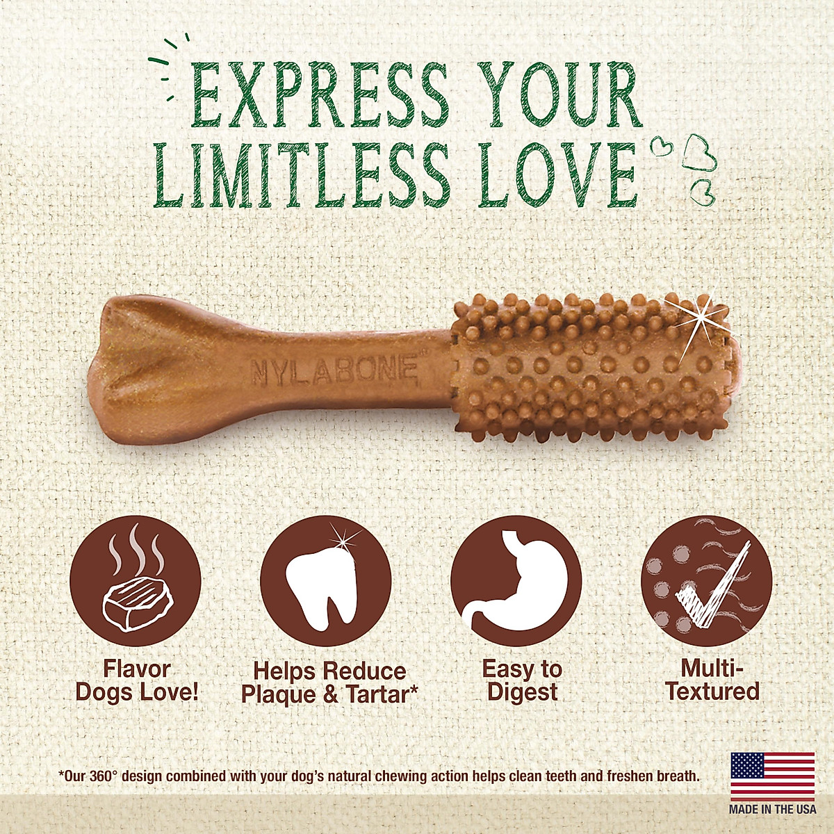 Nylabone Nutri Dent Dog Dental Chews - Natural Dog Teeth Cleaning & Breath Freshener - Dental Treats for Dogs - Filet Mignon Flavor, Medium (20 Count)