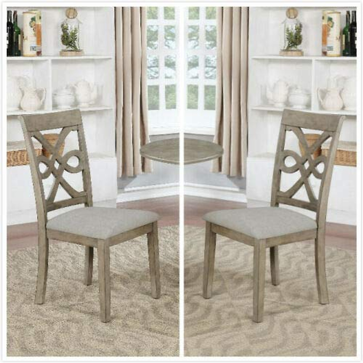 GTU Furniture Set of 2 Wood Dining Chair, Armless Chair Accent Solid Wood Modern Style in Grey