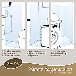 4 Tier Bathroom Floor Cabinet, Vertical Storage Unit with Clear Drawers and Casters, Large Capacity Narrow Tall Slim Storage Tower Waterproof Toilet Paper Storage Cabinet for Small Spaces Gaps