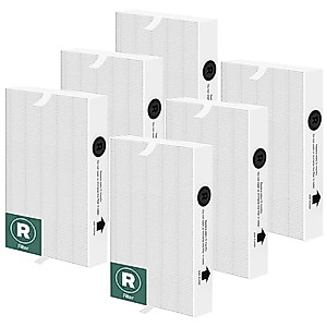 HEPA Air Purifier Filter R Replacement for Honeywell Air Purifier HPA100/200/300 and 5000 Series, 6 Pack True HEPA Filter Compatible with Honeywell R Filter (HRF-R3 & HRF-R2 & HRF-R1)