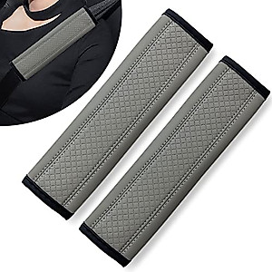 Car Seat Belt Cover, Soft Shoulder Protection Cover for Cars, Comfortable Driving Protection Cover for Cars, Leather Embossed Seat Belt Pad, Universal Suitable for Cars, Trucks, Suvs (Gray)