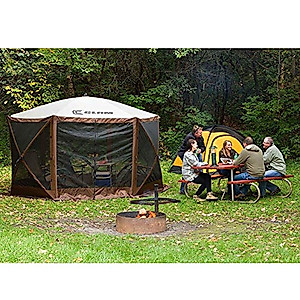 CLAM Quick-Set Escape 11.5 x 11.5 Ft Portable Pop Up Camping Outdoor Gazebo Screen Tent Canopy Shelter & Carry Bag with 6 Wind & Sun Panels Accessory