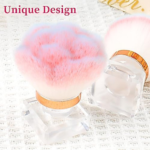 ANGNYA Dust Brush for Acrylic Nails, Pink Rose Soft Brush Nail Art Dust Powder Remover Makeup Brushes Manicure Brush Clean Up Tools Nail Art Brush