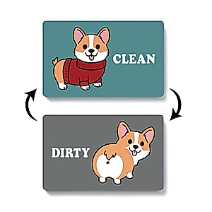 YouFangworkshop Funny Cute Animal Dog Butt Clean Dirty Dishwasher Magnet, Double Sided Strong Kitchen Flip Indicator, Green and Gray Reversible Dish Washer Sign