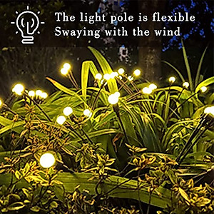 10 LED Firefly Garden Lights Solar Powered, Starburst Swaying Lights Outdoor, Auto Switch, 600 mAh Ni-Mh Battery Solar Charging, IP65 Waterproof Landscape Lights for Yard Pathway - Warm Color, 4 Pack