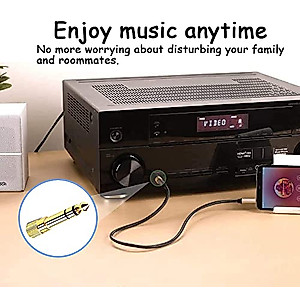 Headphone Jack Adapter 6.35mm 1/4Inch Male to 3.5mm 1/8 Inch Female Jack Headphone Audio Stereo Jack Plug Adaptor Converter (6.35mm (1/4 inch) Male to 3.5mm (1/8 inch) Female)