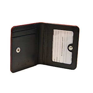 ili New York 7831 Two Tone Leather Wallet with RFID Blocking Lining (Red/Black)