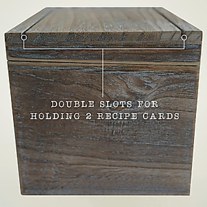 Dekali Designs Rustic Recipe Box and Cards and Dividers (4x6 Inches) - Comes with 50 Recipe Cards and 12 Beautiful Dividers - Wood Recipe Holder With Dual Slots