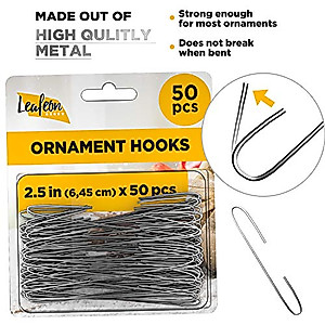 50 Pack Christmas Ornament Hooks – Great Ornament Hangers for Christmas Tree Decoration (Silver)