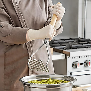 OCS Parts Pro Chef Series 18-Inch Square Potato Masher with Wood Handle | Heavy Duty Chrome Plated Food and Potato Masher for Home and Commercial Kitchens