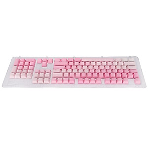 Gaming Keyboard Keycaps, 104 Keys Pink White Ergonomic PBT Typewritter Gaming Keyboard Keycaps Opaque Side Dip Dyeing Process DIY Keycap,for Most 61/87/104 Key Mechanical Keyboard