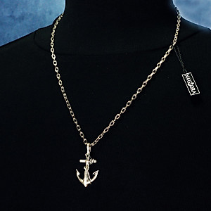NAUTORA Anchor Necklace - Solid Heavyweight Anchor Pendant Crafted in Sterling Silver with 24" Necklace Chain