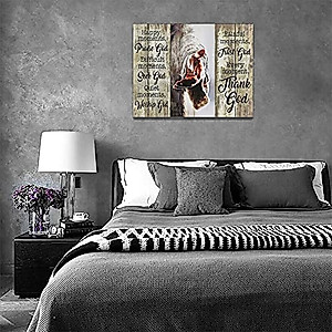 Amazing Jesus Poster Christian Religious Canvas Wall Art Every Moment Thank God Painting Christ Pictures Prints Hand of God Artwork Motivational Quotes Wall Decor Poster Framed for Bedroom Living Room