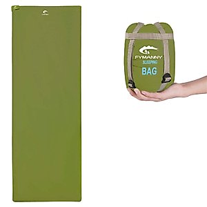 Warm Weather Sleeping Bag, FYMANNY Portable Waterproof Compact Lightweight Comfort with Compression Sack for Camping Backpacking Hiking, 83 L x 30" W Fits Adults(Army Green)