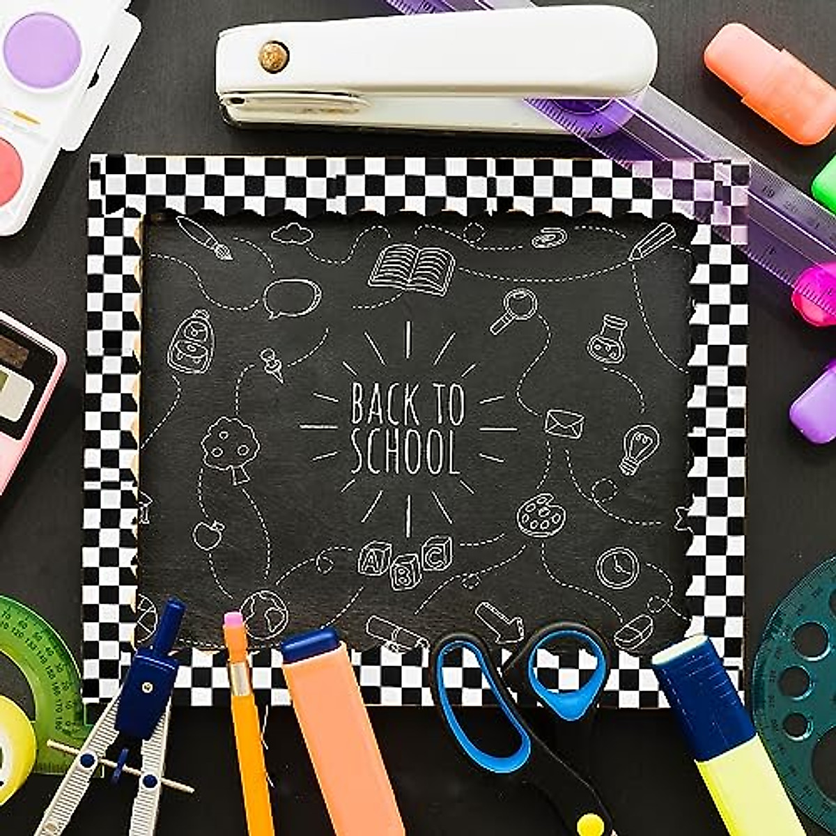 4 Rolls132ft Checkerboard Bulletin Board Trim Girl Style Bulletin Board Borders Checker Scalloped Bulletin Board Borders Racing Theme Back to School Party Decor with 140 Pieces Glue Point dots