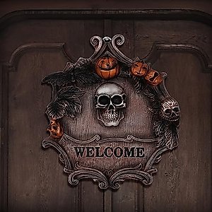 Paikalo 3D Halloween Front Door Sign Decor - Halloween Welcome Door Sign Hanger, Spooky and Stylish Halloween Decor for Front Door, Bedroom Doors, Trees, Fences or Wall
