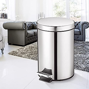8 Liter / 2.1 Gallon Thickened Household Simple Stainless Steel Metal Foot Open Lid Trash Can, with Inner Bucket, Suitable for Kitchen, Bathroom, Office