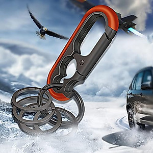 LDJZON Heavy Duty Key Chain Bottle Opener Quick Release Car Keychain with 4 Key Rings for Men and Women (Dark Grey&Orange)