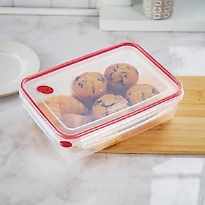 Sterilite Food Storage Container Ultra-Seal Clear Rectangular 16 Cup, Rocket Red Trim