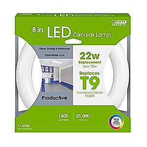 Feit Electric 8-inch 15 Watt LED Circular Tube T9 Replacement, Cool White, 4100K, G10Q Base, Plug & Play, Requires Compatible Existing Ballast, FC8/840/LED 22W EQ Non-DM LED Tube