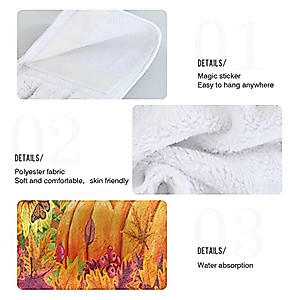 Sunflower Butterfly Pumpkin Hanging Kitchen Towels 2 Pack Dish Cloth Tie Towel, Autumn Fall Maple Leaves Absorbent Soft Hand Towels with Hanging Loop for Bathroom Farmhouse Bar Tabletop Home Decor