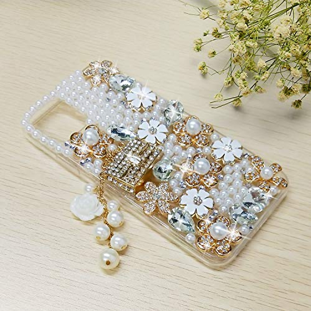 Guppy for iPhone 11 Case Women Luxury 3D Bling Shiny Rhinestone Diamond Crystal Pearl Handmade Pendant Iron Tower Pumpkin Car Flowers Soft Protective Anti-Fall Case for iPhone 11