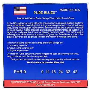 DR Strings Pure Blues Pure Nickel Wrap Round Core 9-42