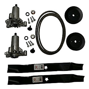 Mr mower parts deck rebuild kit for craftsman poulan Husqvarna included 2 heavy duty spindles 130794, 2 mulcher blades 134149, 2 pulleys 173436, deck belt 144959 95"