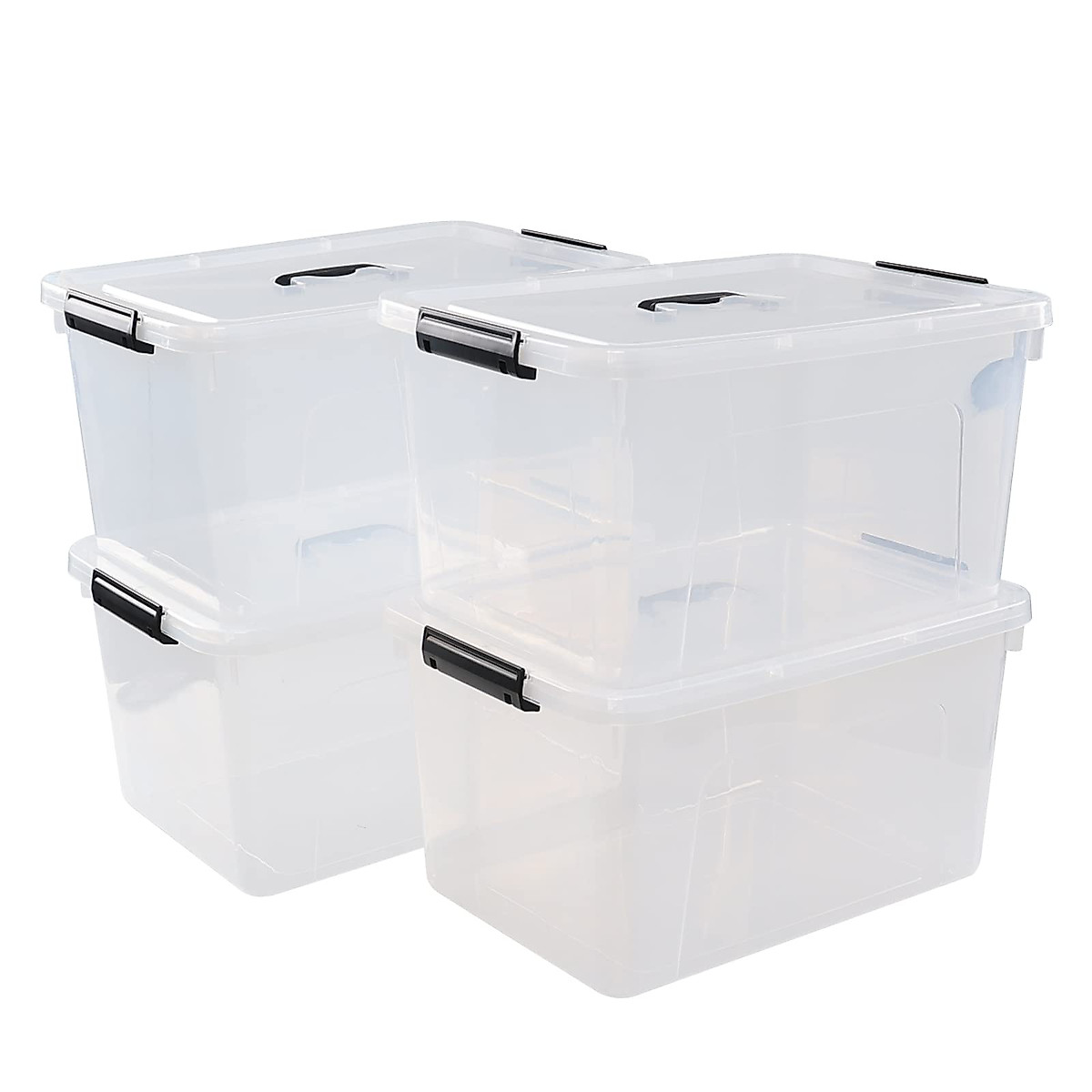 Tstorage 20-Quart Plastic Bins with Lid, Clear Plastic Boxes with Handles, 4-Pack