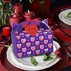 48 Pcs Valentine's Day Bakery Treat Boxes 6.3x3.1x3.7 inch Valentines Cupcake Boxes Cookie Boxes Heart Owl Goody Bags for Valentine Classroom Treats Party Favors Gift Giving Gift Exchange Gift Box