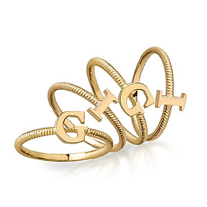 Modern Contemporary Rings Women's 10k Yellow Gold J Initial Stackable Rope Design Ring (Size 7)