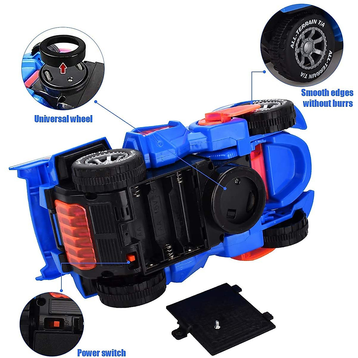 INLAIER Transforming Dinosaur Toys, Transforming Dinosaur Car with LED Light and Music Automatic Transform Dino Car for 2 and Up Year Old Kids Christmas Birthday Gifts (Blue)