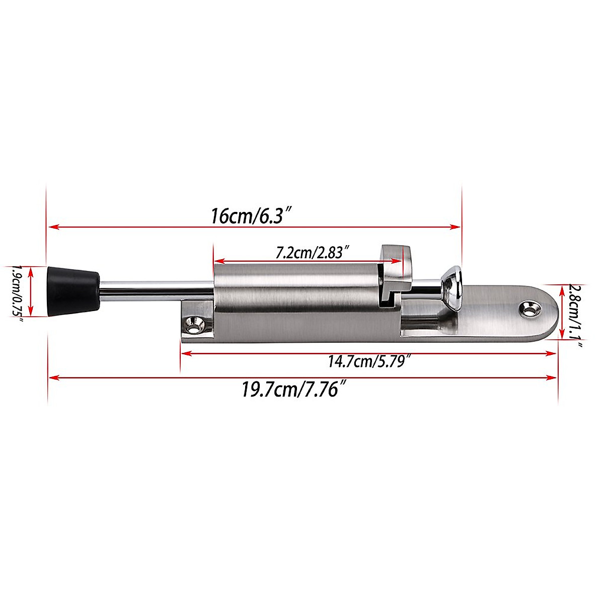 Sumnacon Kickdown Door Stop - Stainless Steel Easy Step Door Stopper, Spring Loaded Telescopic Step On/Off Door Stopper Rubber, Adjustable Heavy Duty Door Locks Holder Stop/Release by Foot, Silver