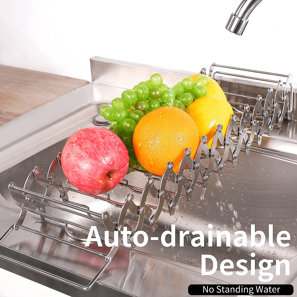 YYP Small Dish Drying Rack Expandable Dish Drying Rack Over The Sink, Plate Organizer for Cabinet or Countertop, Premium 304 Stainless Steel, Rustproof, for Kitchen, Small Space, RV