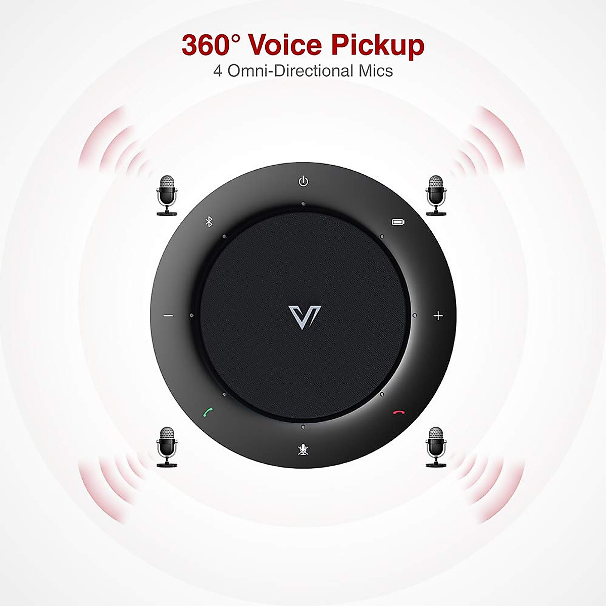 AV Access USB/Bluetooth Speakerphone Full-Duplex Audio, 4 AI Mics Beamforming, 8 Meter 360°Voice Pickup, Loud & Clear, Echo Cancellation, for Skype Zoom Conference Calls