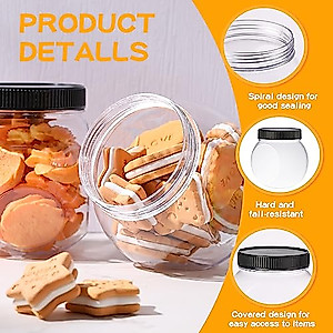 Tradder 24 Pack Plastic Candy Jars with Lids 19 oz Clear Cookie Jar Container Wide Mouth Candy Storage Jars for Candy Cookie Coffee Bean Nut Spices Canister Party Sweet Candy Gift Wrap Table