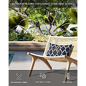 Recliner Head Pillow Ledge Loungers Chair Pillows with Insert Dinosaur With Moroccan Texture Navy Blue Lumbar Pillow with Adjustable Strap Outdoor Waterproof Patio Pillows for Beach Pool, 2 PCS