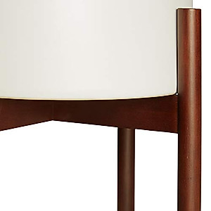 Amazon Brand – Rivet Surrey Modern Ceramic Planter Pot with Wood Plant Stand, 17"H, White