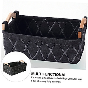 Alipis 1pc Felt Storage Basket Fabric Storage Basket Cube Basket with Handles Desk Topper Kitchen Rectangular Storage Fabric Mini Storage Bins Office Desk Decor Box Frame Wood Clothing