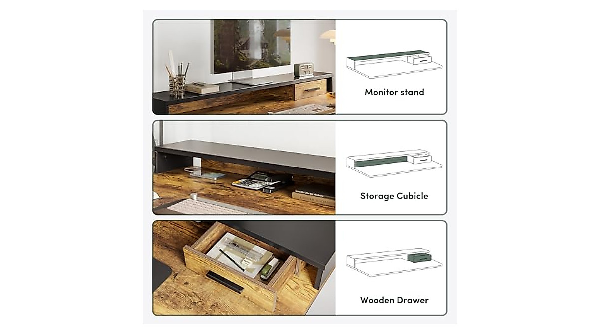 FEZIBO Electric Standing Desk - Adjustable Height with Storage