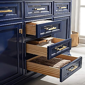 Luca Kitchen & Bath Savanna 54" Single Bathroom Vanity Set in Midnight Blue with Carrara Marble Top and Sink